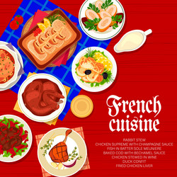 French cuisine menu design template Royalty Free Vector
