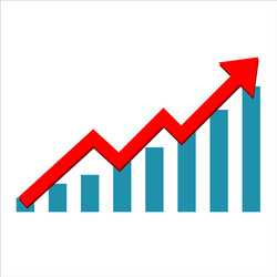 3d growth stock chart and arrow on computer Vector Image