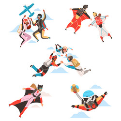People characters skydiving falling down Vector Image