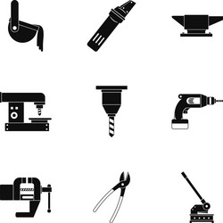 Metal cut industry icon set simple style Vector Image