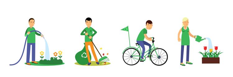 People characters contributing into environment Vector Image