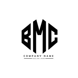 Bmc letter logo design with polygon shape Vector Image