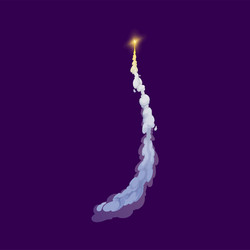 Cartoon rocket smoke trail with jet fire clouds Vector Image
