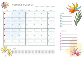 Flower hand drawn clean design monthly plan Vector Image