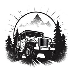 Beautiful jeep silhouette Royalty Free Vector Image