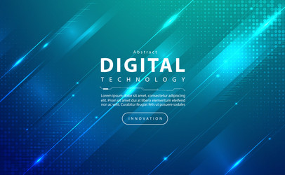 Digital technology banner green blue background ai