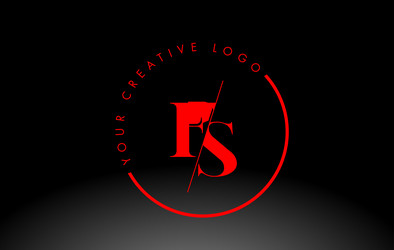 Red fs brush letter logo design creative brushed Vector Image