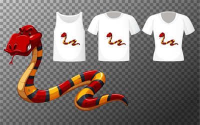 Red snake cartoon character with many types Vector Image