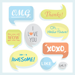 Various cute speech bubble doodle stickers set Vector Image