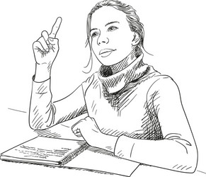 Sketch of girl no face writing in notebook hand Vector Image