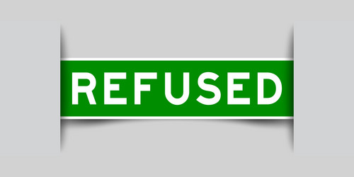Square sticker label with word refused in red Vector Image