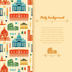 Landmarks of italy background with space for text Vector Image