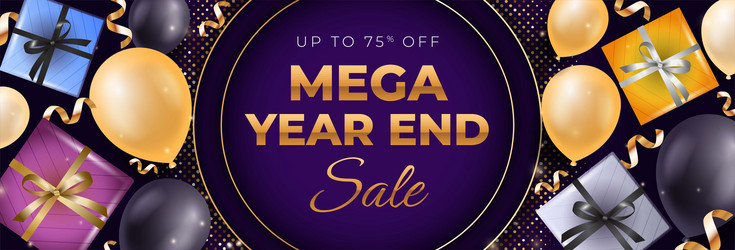 Year end sale horizontal banner realistic design Vector Image