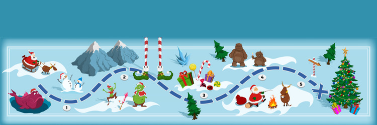 Christmas map with maze adventure board game Vector Image