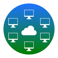 Computers network sign white icon in red Vector Image