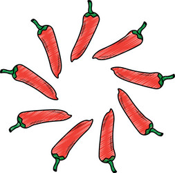 Hot mexican chili pepper fast food round Vector Image