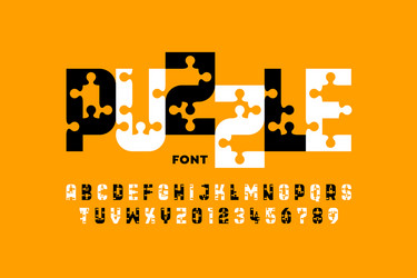 Puzzle font colorful jigsaw alphabet Royalty Free Vector