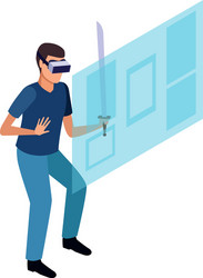 Virtual reality technology experience cartoon Vector Image