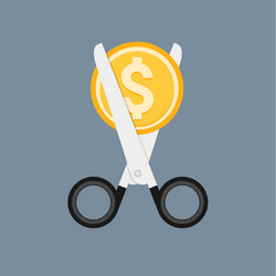 Cost cut icon price cheaper reduce flat Royalty Free Vector