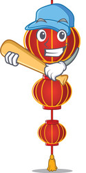 Playing baseball chinese lantern character cartoon
