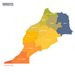 Morocco political map of administrative divisions Vector Image