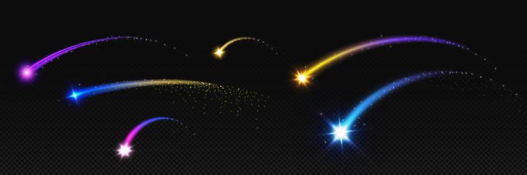 Shooting star light arc curve with magic glitter Vector Image