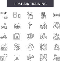 First aid training line icons and signs Royalty Free Vector