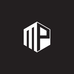 Mp monogram logo with abstract hexagon style Vector Image