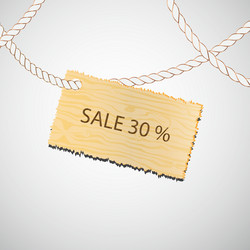 Wooden sign board with rope hanging on a nail Vector Image