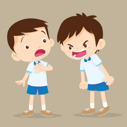 Angry boy shouting friend Royalty Free Vector Image
