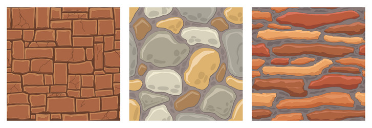 Cartoon game textures rocks dirt and ground Vector Image