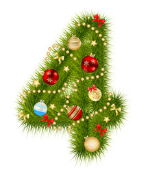 Number 4 design of the christmas alphabet Vector Image
