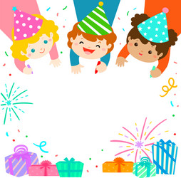 Cute multicultural kids party template Royalty Free Vector