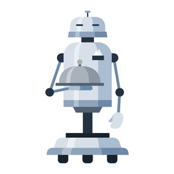 Cyborg robot chef restaurant kitchen cartoon Vector Image