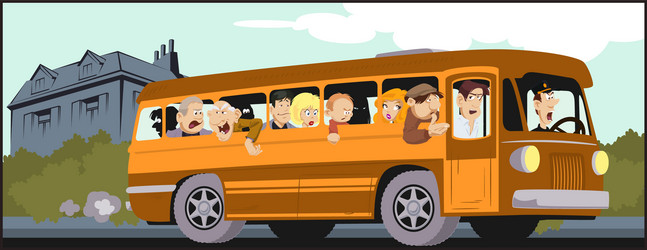 People in a bus Royalty Free Vector Image - VectorStock