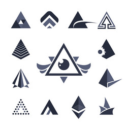 Set vintage mountain triangle logo view Royalty Free Vector
