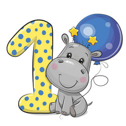 Cartoon hippo and giraffe on a pink background Vector Image