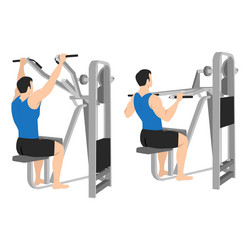 Man doing lever front pulldown lat machine pull Vector Image