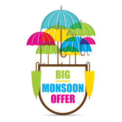 Heavy discount monsoon offer poster design Vector Image
