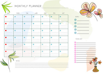 Flower hand drawn clean design monthly plan Vector Image