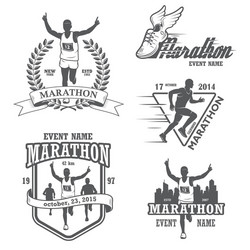 Running marathon emblem logo Royalty Free Vector Image