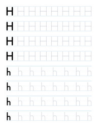 Tracing uppercase letter h worksheet for kids Vector Image