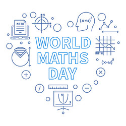 World maths day concept line round banner - math Vector Image