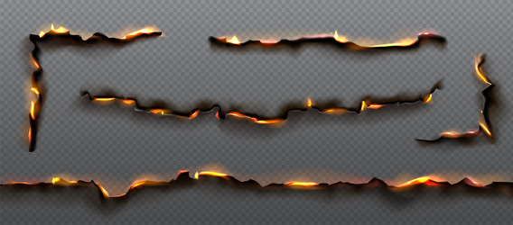 Burnt parchment paper edge effect with fire Vector Image