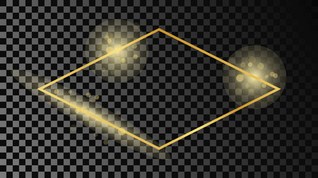 Gold glowing rounded rhombus shape frame Vector Image