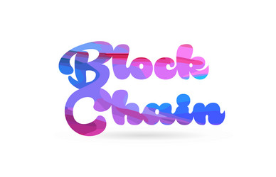 Blockchain pink blue color word text logo icon Vector Image