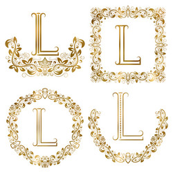 Golden letter l vintage monograms set heraldic Vector Image