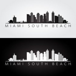 Miami south beach skyline horizontal banner Vector Image
