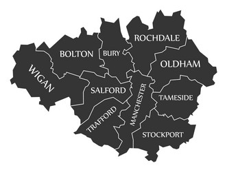 Modern map - greater manchester metropolitan Vector Image