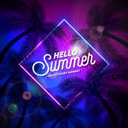 Neon summer jungle party with tropic palm leaf Vector Image
